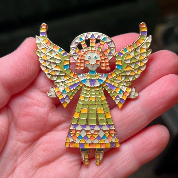 None | Jewelry | Vintage Bob Mackie Style Colorful Enamel Mosaic ...